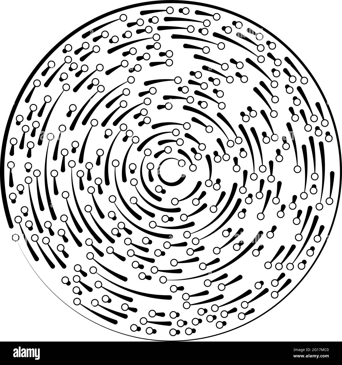 Circular, radial lines with nodes, points – Stock vector illustration ...