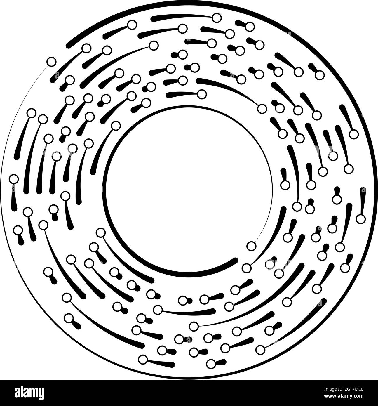 Circular, radial lines with nodes, points – Stock vector illustration ...