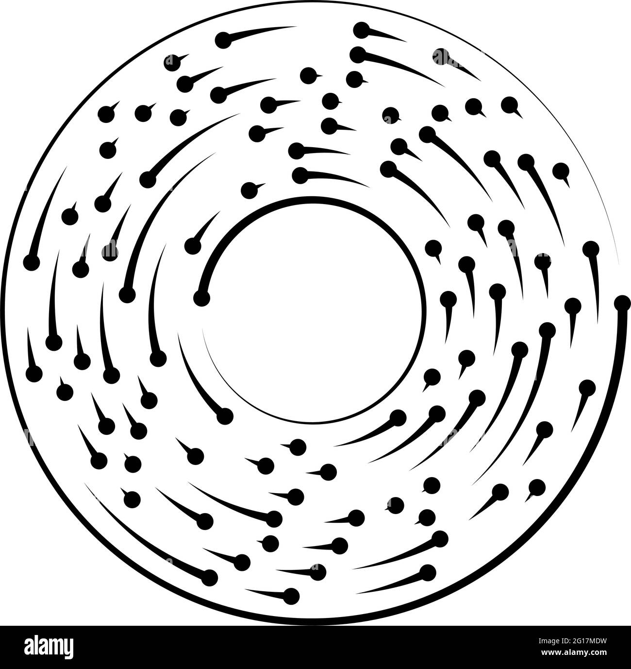 Circular, radial lines with nodes, points – Stock vector illustration ...