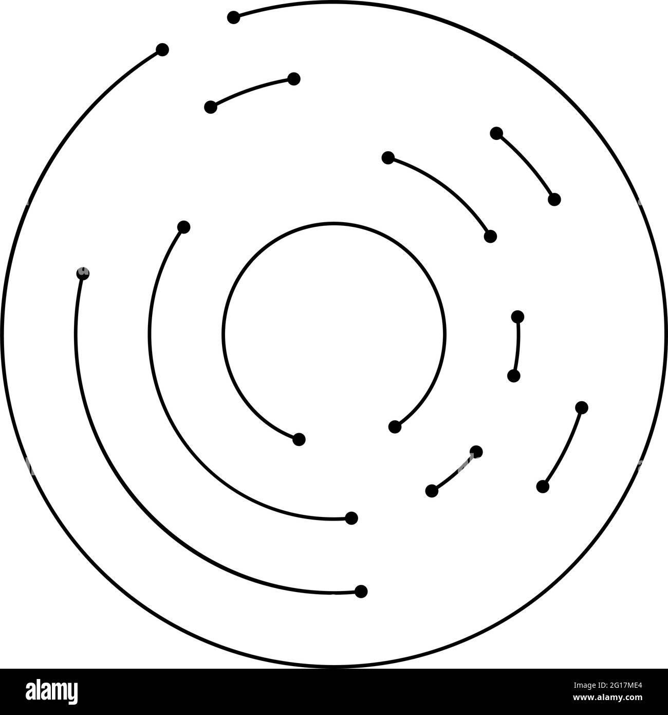 Circular, radial lines with nodes, points – Stock vector illustration ...
