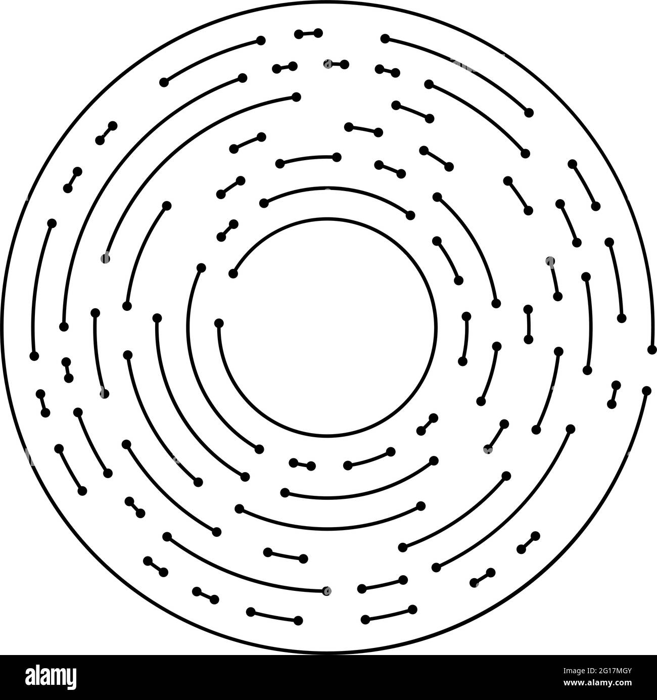 Circular, radial lines with nodes, points – Stock vector illustration ...