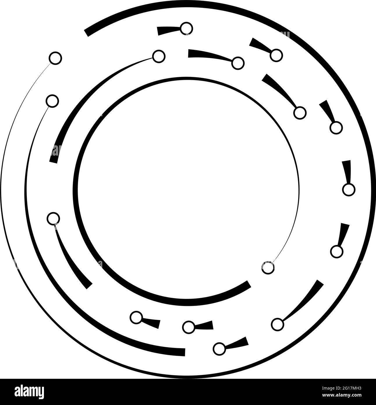 Circular, radial lines with nodes, points – Stock vector illustration ...