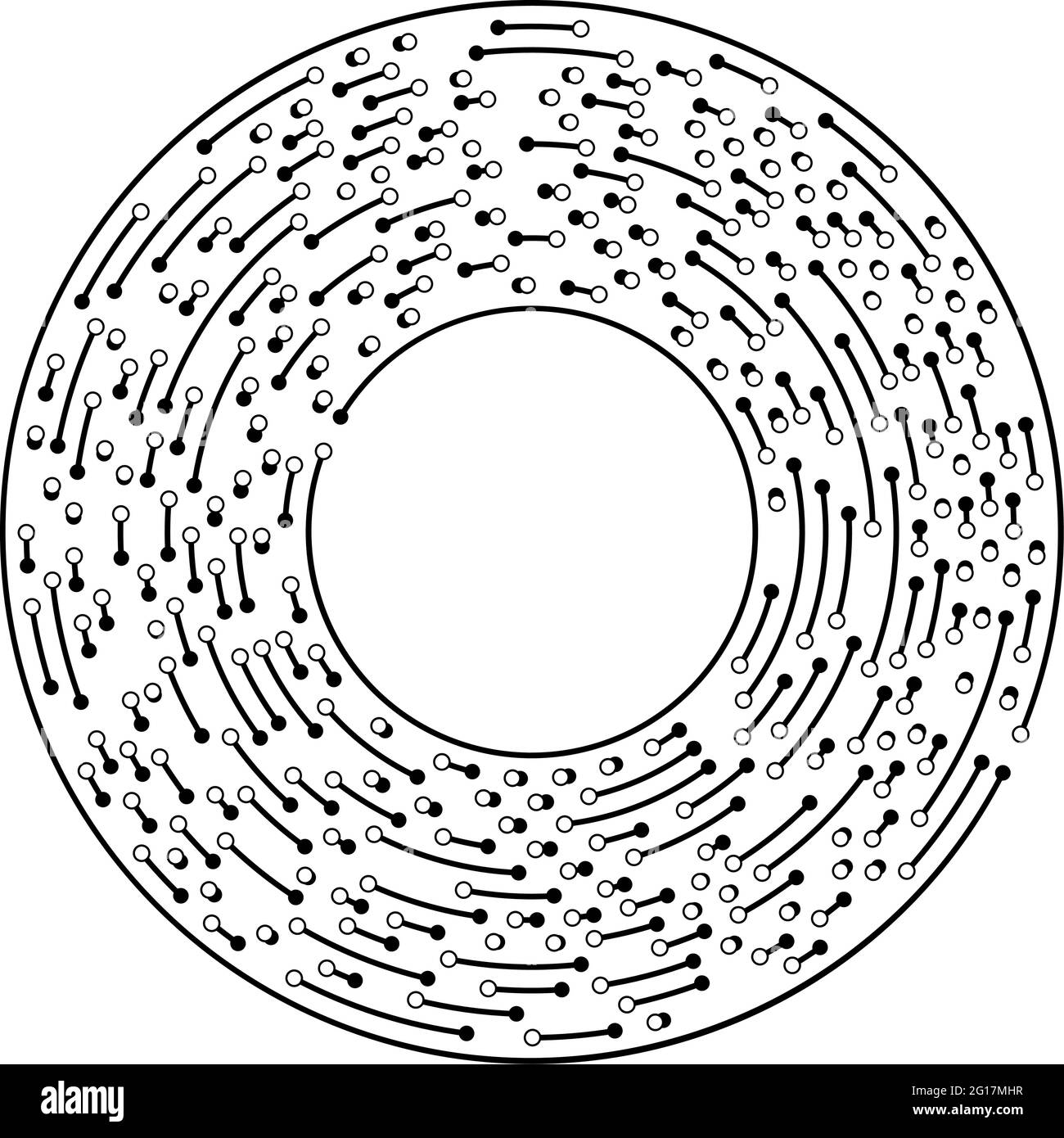 Circular, radial lines with nodes, points – Stock vector illustration ...