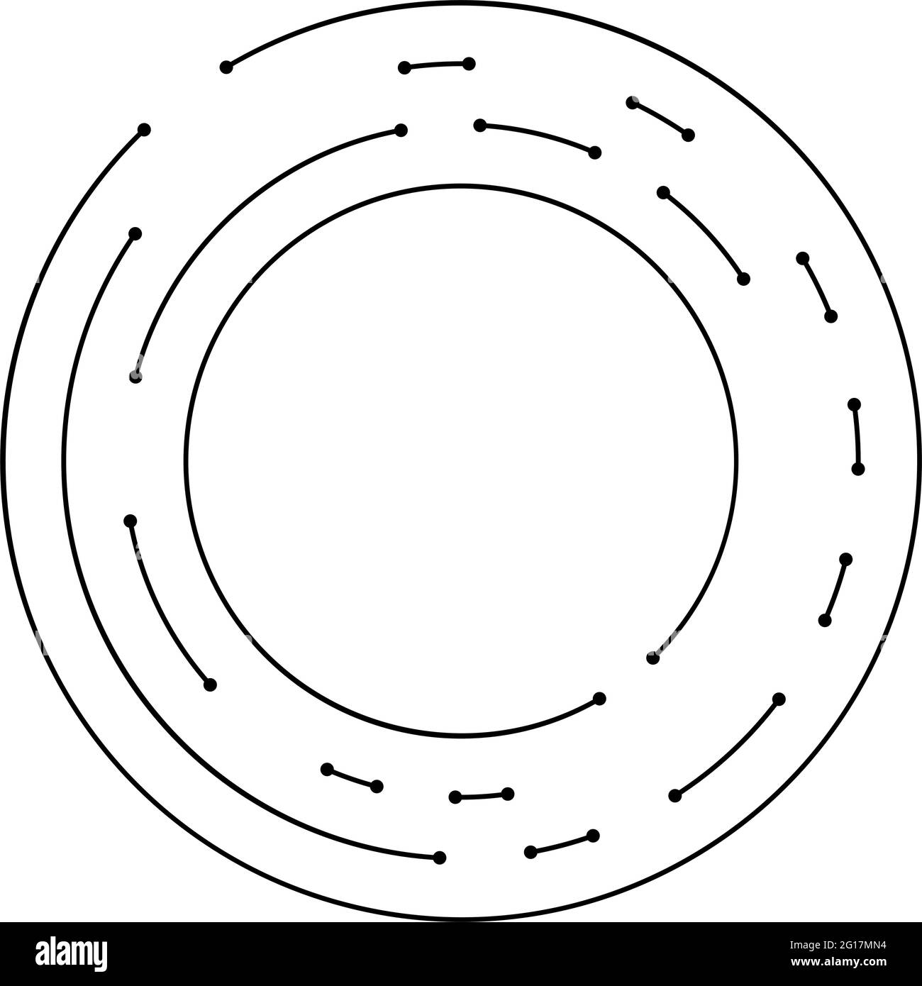 Circular, radial lines with nodes, points – Stock vector illustration ...