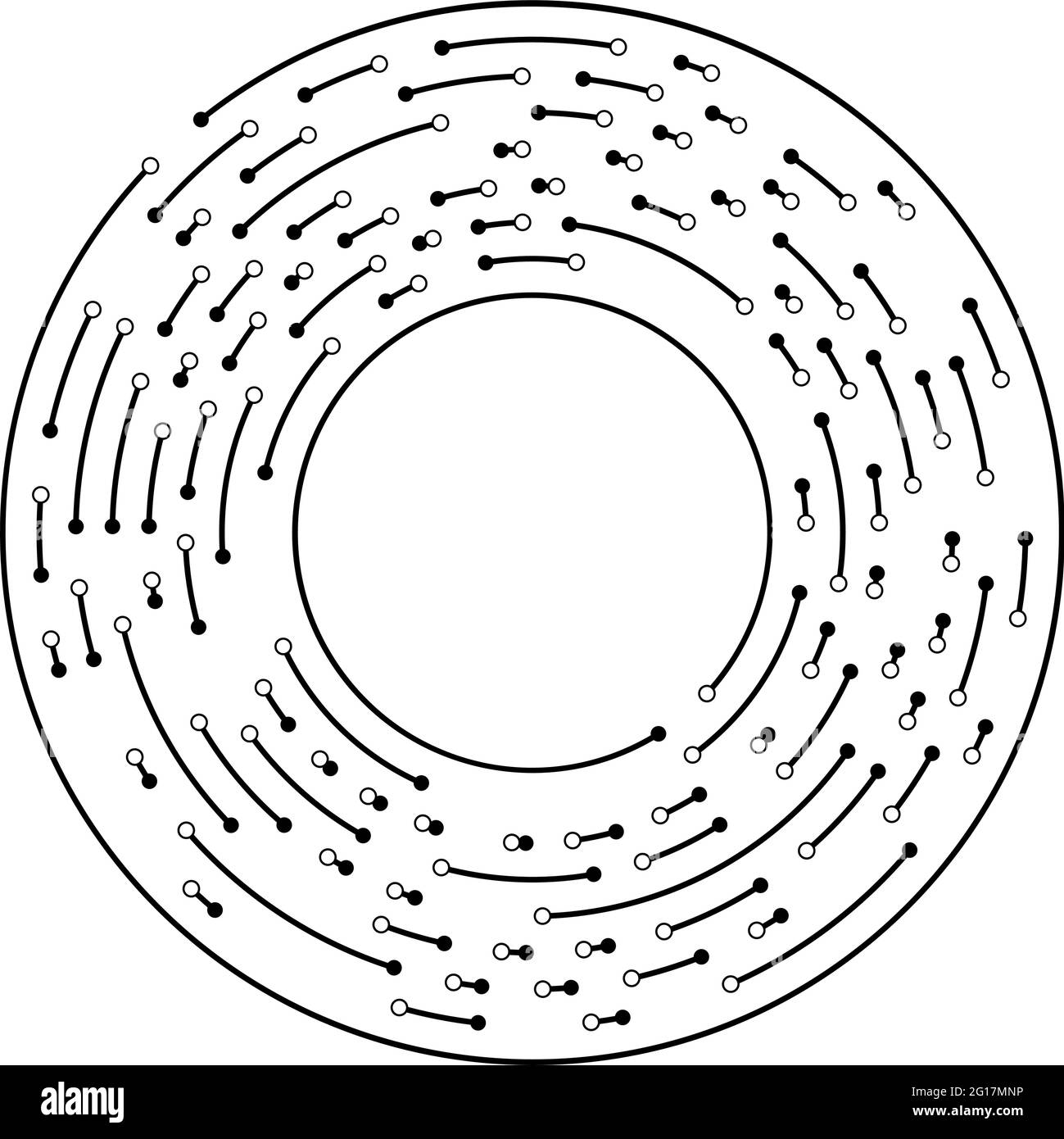 Circular, radial lines with nodes, points – Stock vector illustration ...