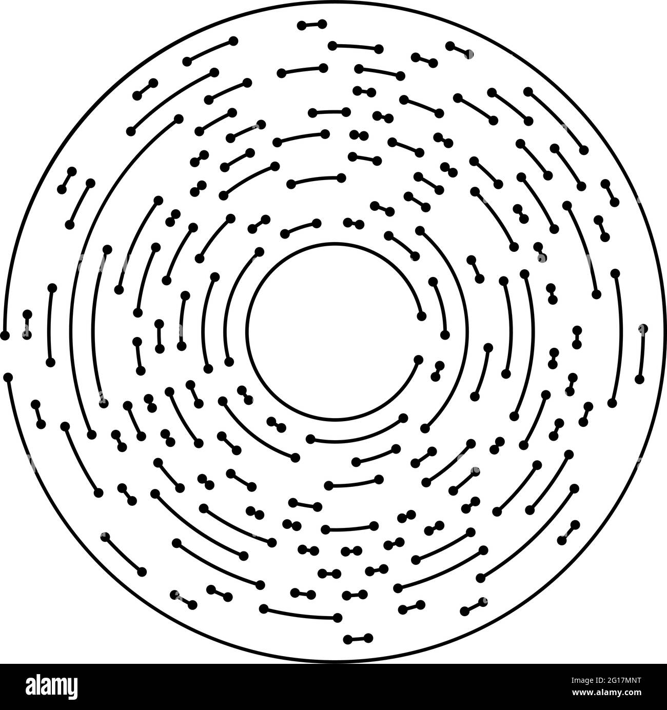 Circular, radial lines with nodes, points – Stock vector illustration ...