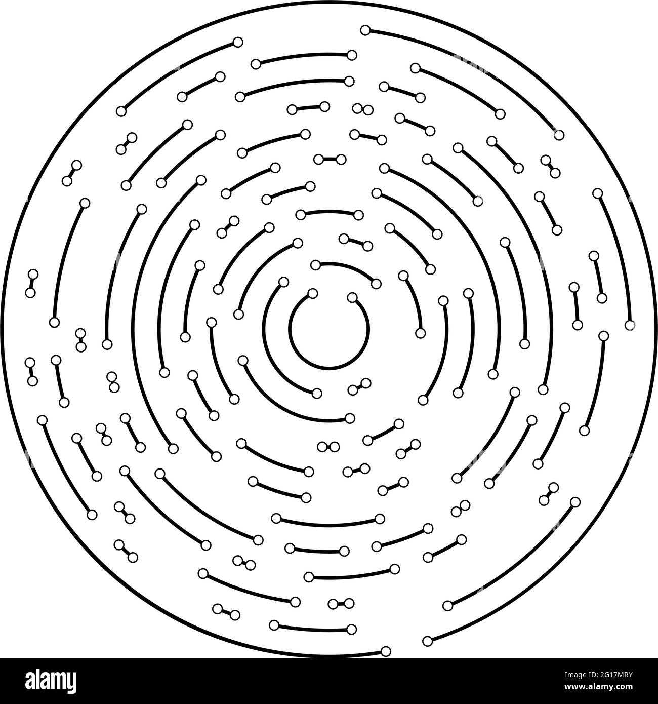 Circular, radial lines with nodes, points – Stock vector illustration ...