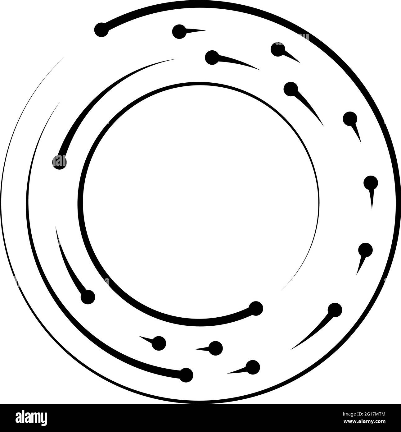 Circular, radial lines with nodes, points – Stock vector illustration ...