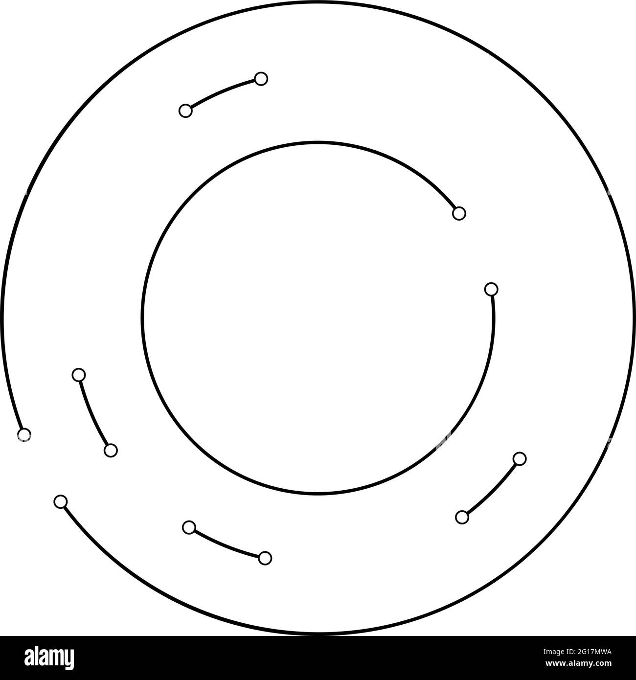 Circular, radial lines with nodes, points – Stock vector illustration ...