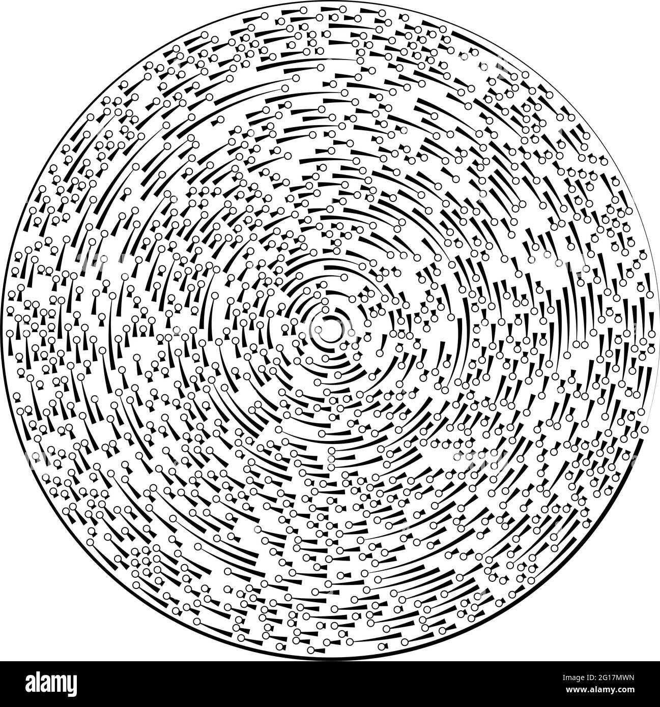 Circular, radial lines with nodes, points – Stock vector illustration ...