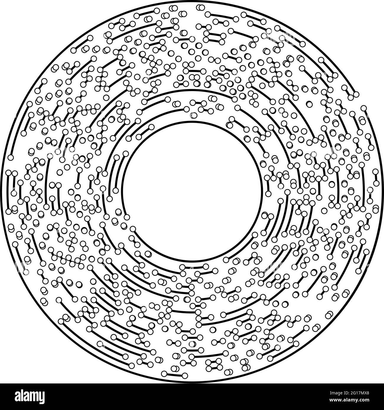 Circular, radial lines with nodes, points – Stock vector illustration ...