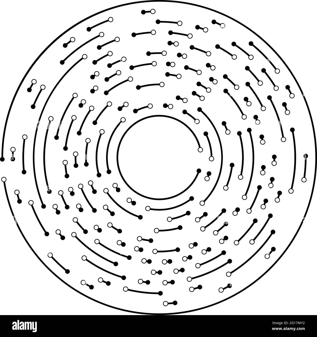 Circular, radial lines with nodes, points – Stock vector illustration ...