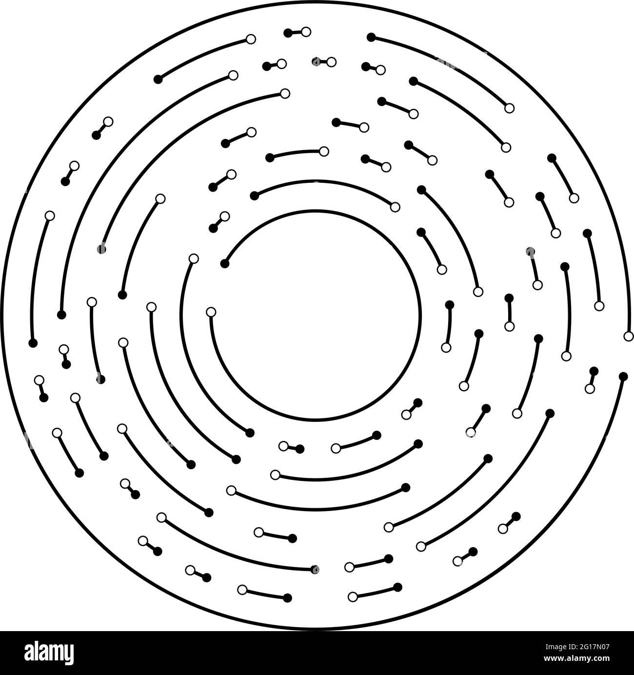 Circular, radial lines with nodes, points – Stock vector illustration ...