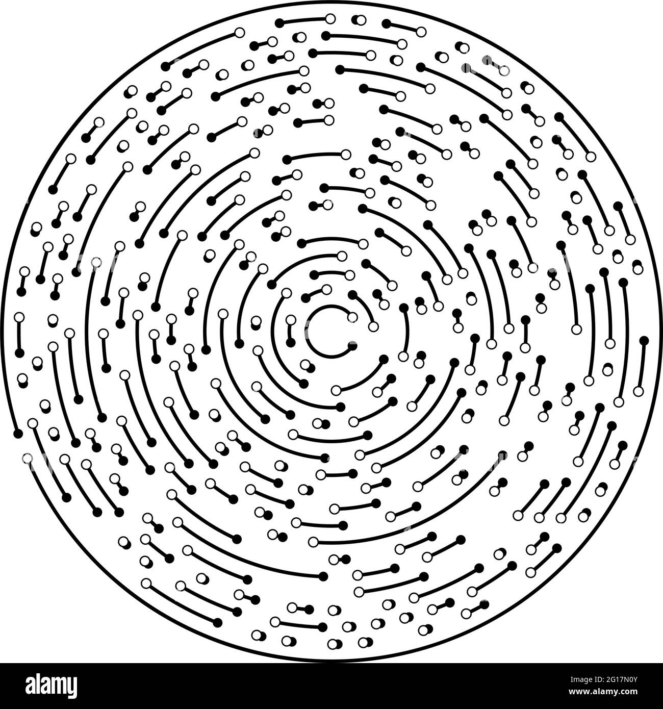 Circular, radial lines with nodes, points – Stock vector illustration ...
