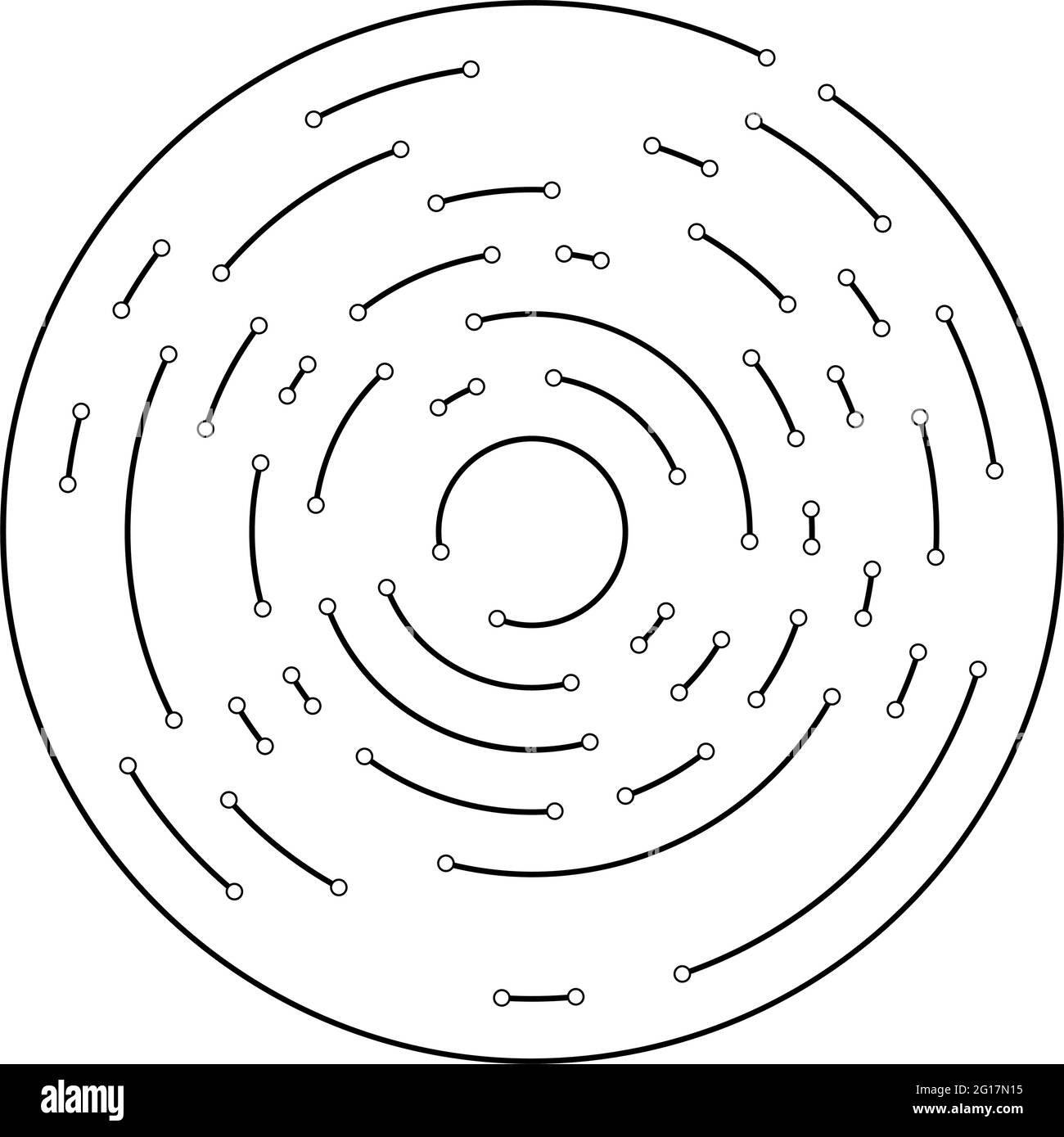 Circular, radial lines with nodes, points – Stock vector illustration ...