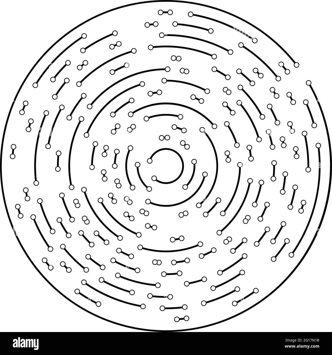 Circular, radial lines with nodes, points – Stock vector illustration ...