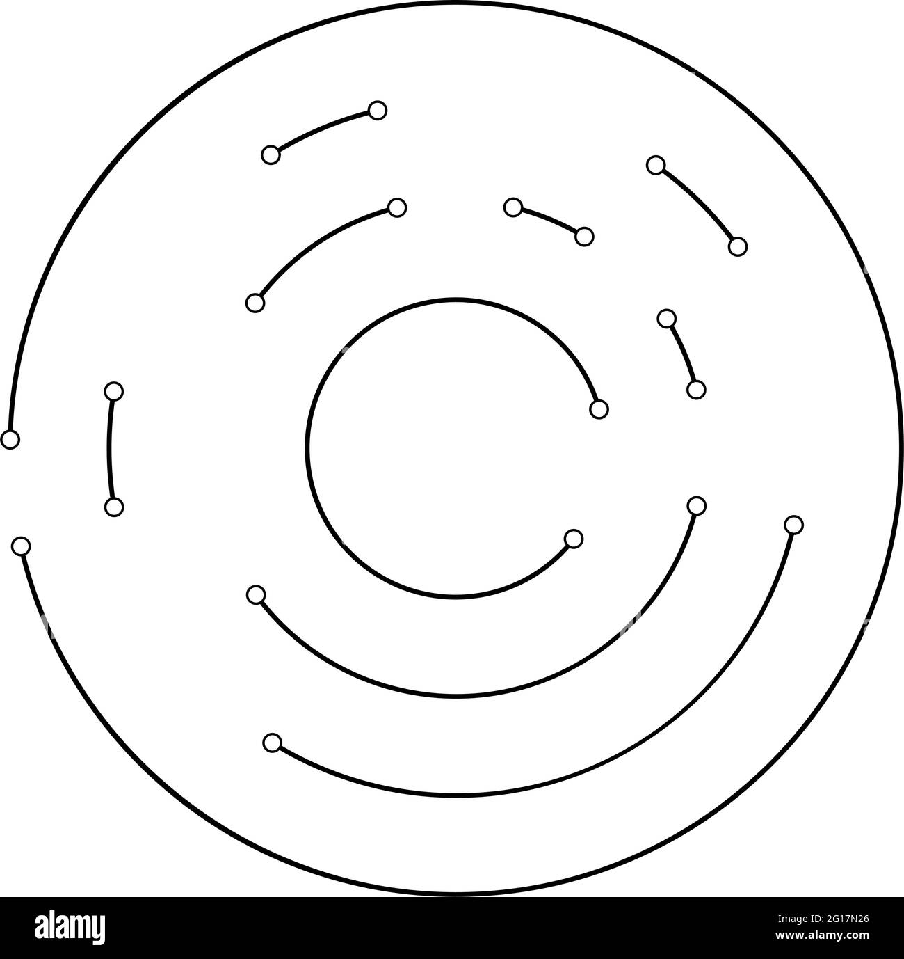 Circular, radial lines with nodes, points – Stock vector illustration ...