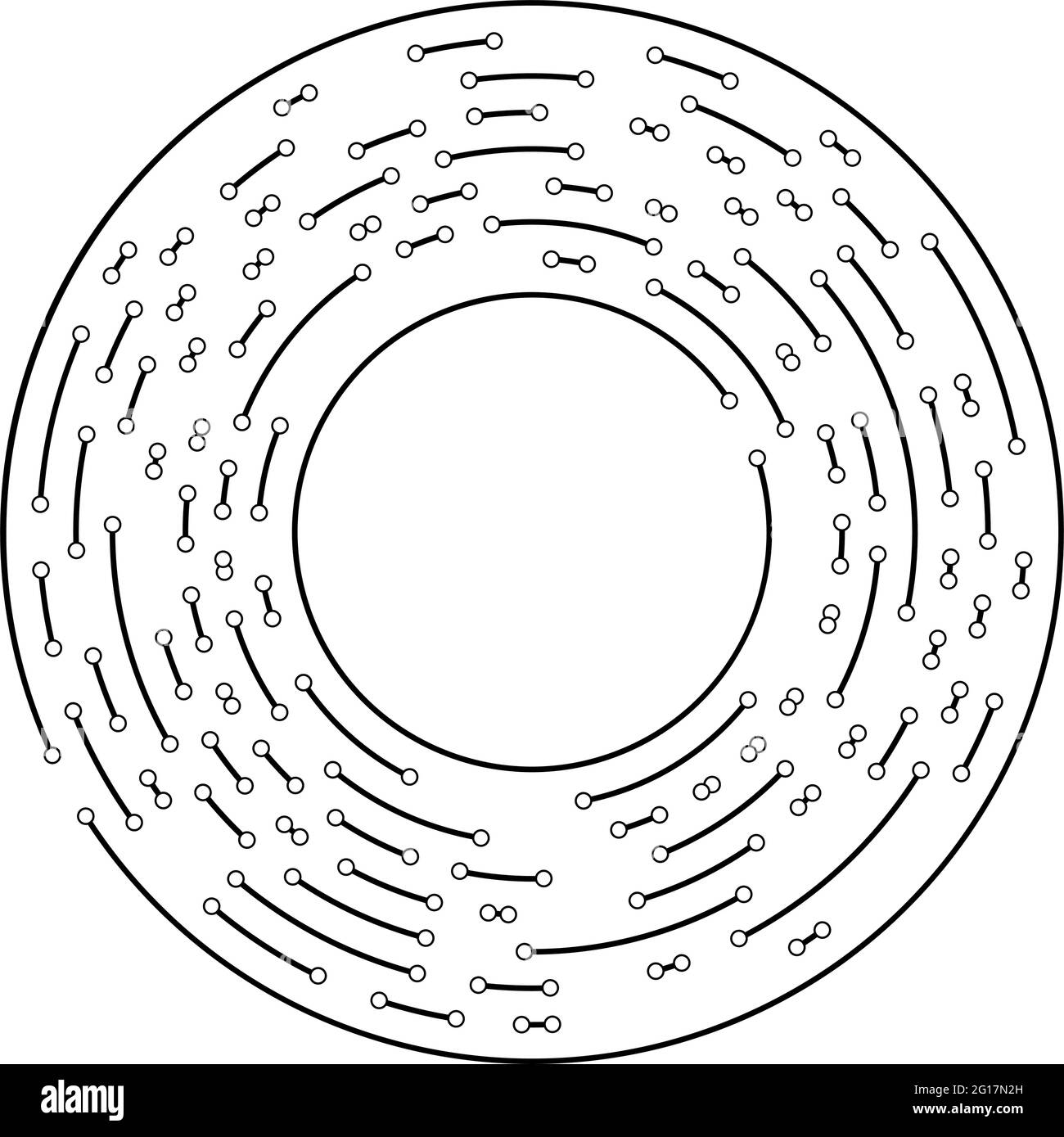 Circular, radial lines with nodes, points – Stock vector illustration ...