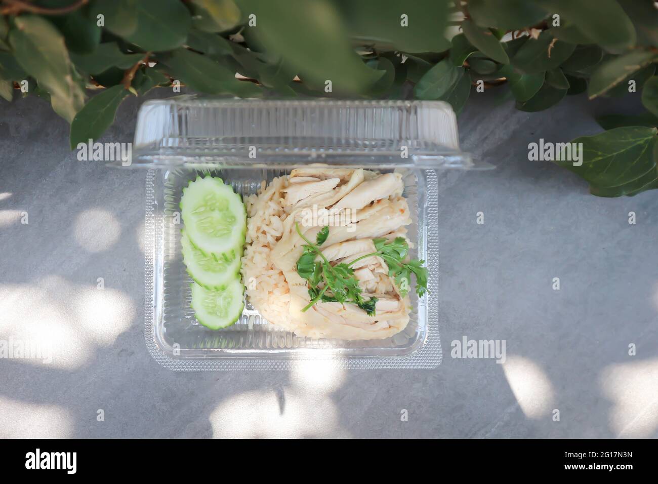 chicken and rice ,chicken rice or chinese chicken rice in the box Stock ...