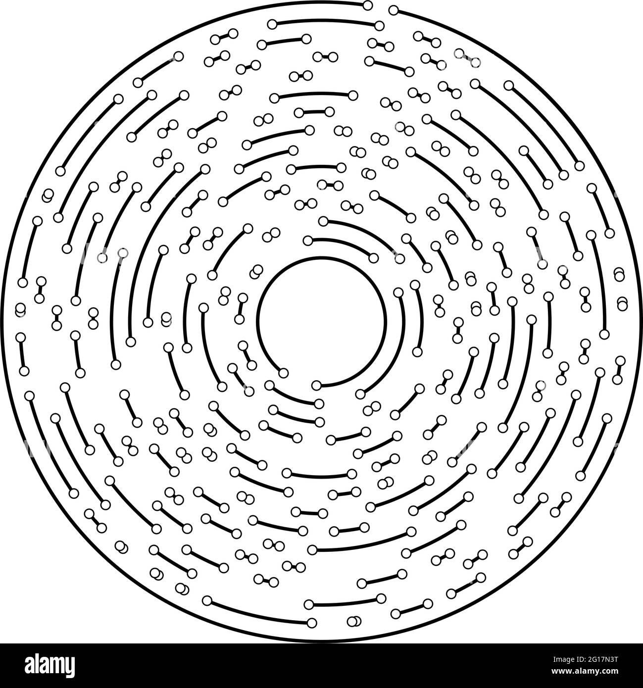 Circular, radial lines with nodes, points – Stock vector illustration ...