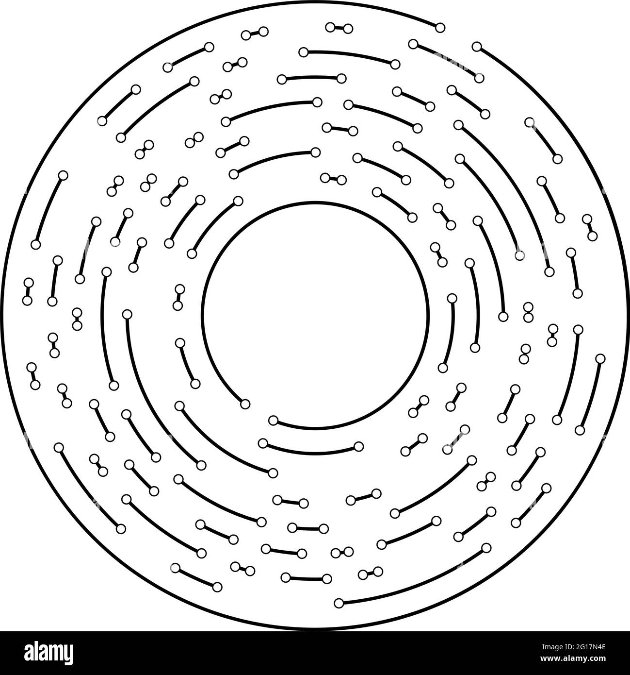 Circular, radial lines with nodes, points – Stock vector illustration ...