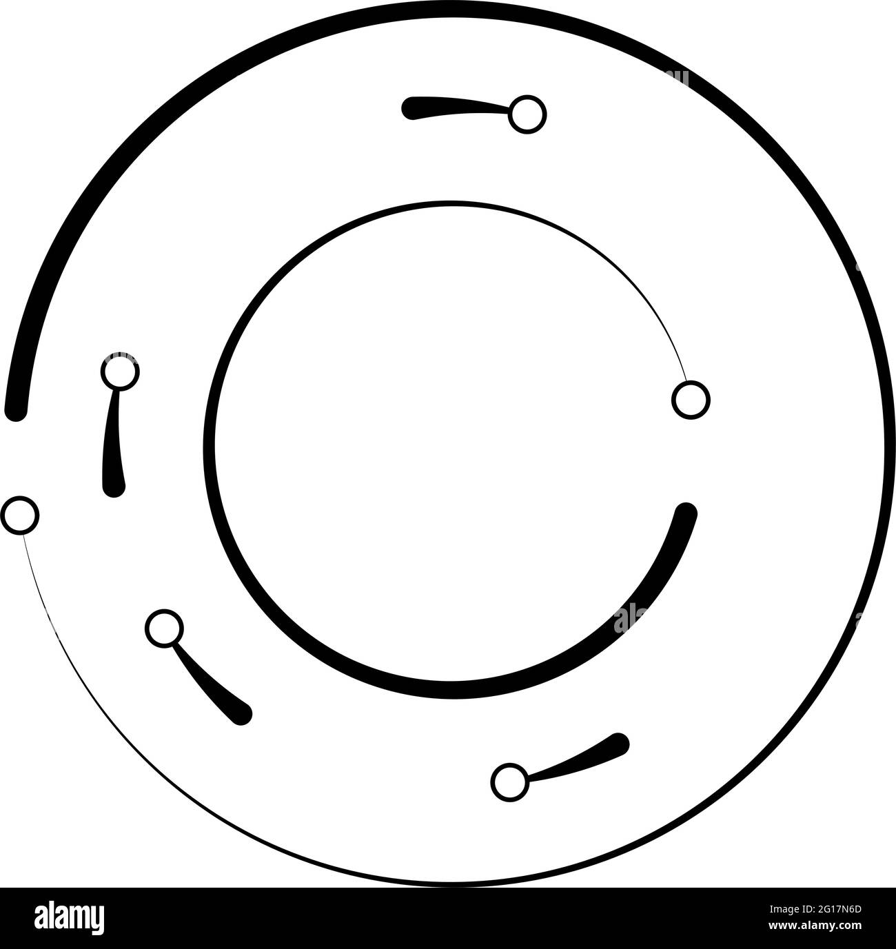 Circular, radial lines with nodes, points – Stock vector illustration ...