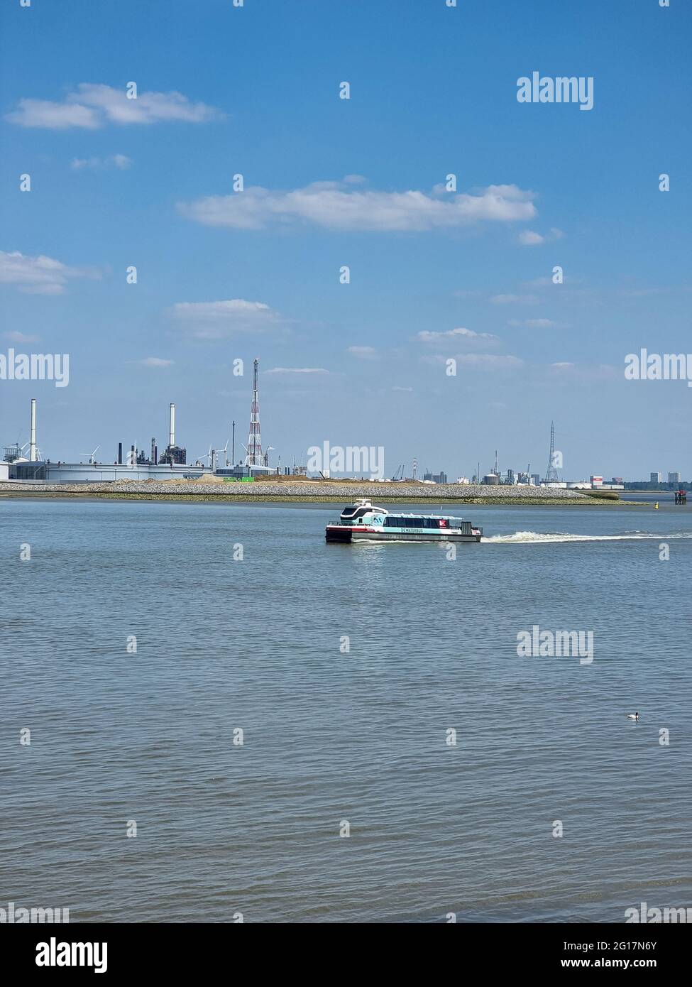 Antwerpen Belgium June 2021, inland shipping de waterbus on the Schelde ...