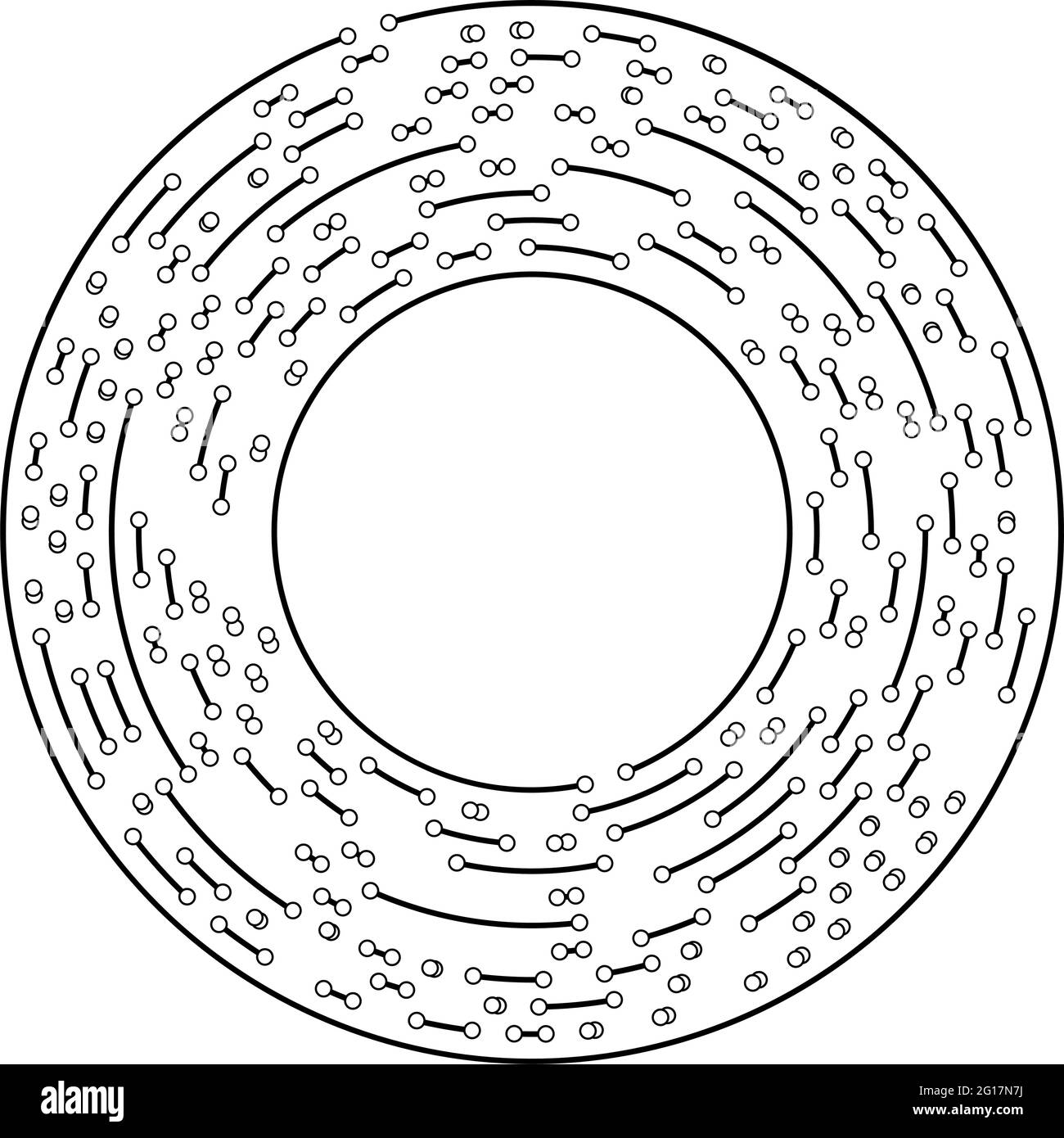 Circular, radial lines with nodes, points – Stock vector illustration ...