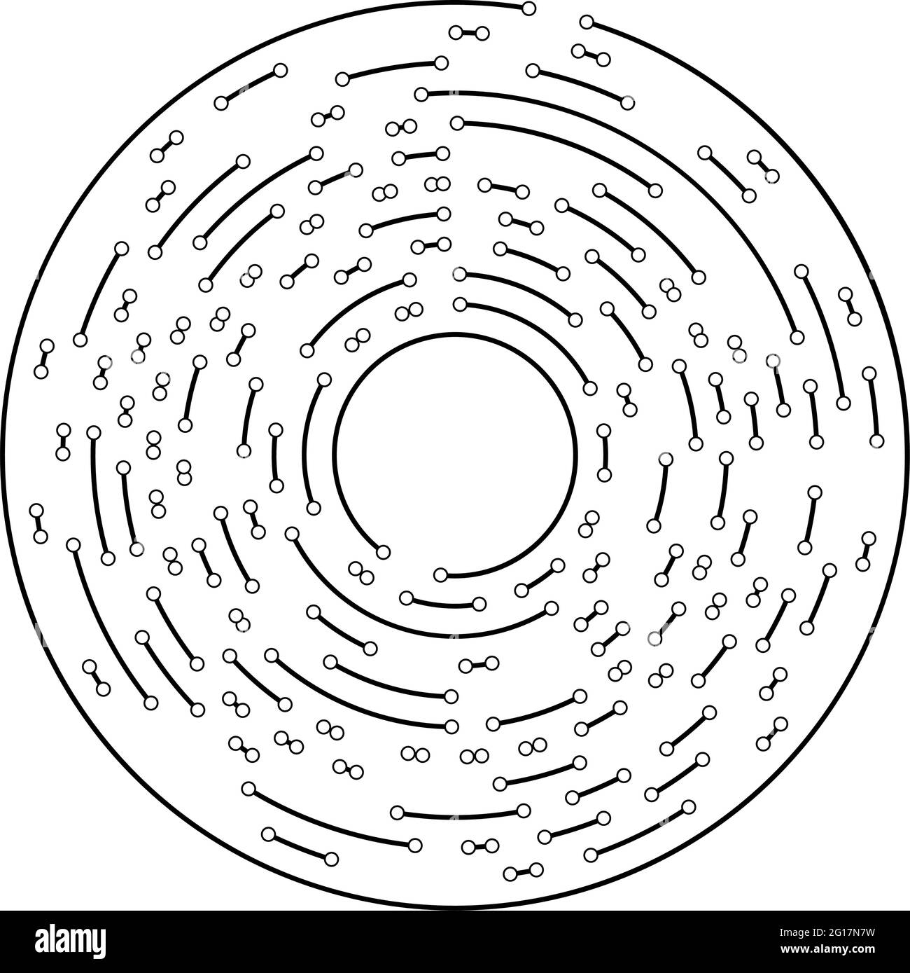 Circular, radial lines with nodes, points – Stock vector illustration ...