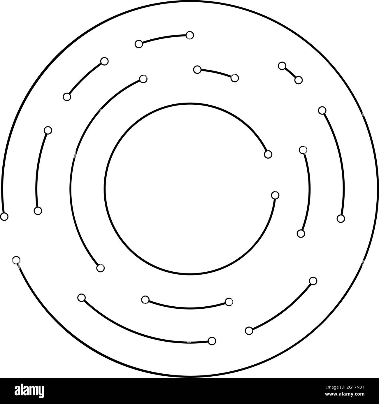 Circular, radial lines with nodes, points – Stock vector illustration ...
