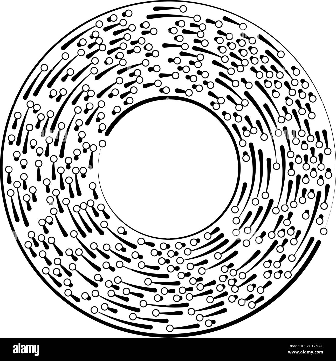 Circular, radial lines with nodes, points – Stock vector illustration ...