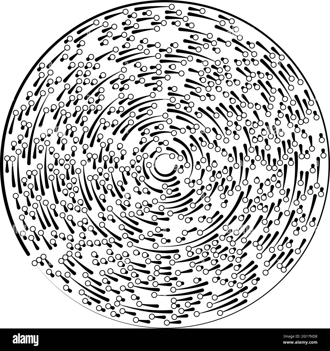 Circular, radial lines with nodes, points – Stock vector illustration ...