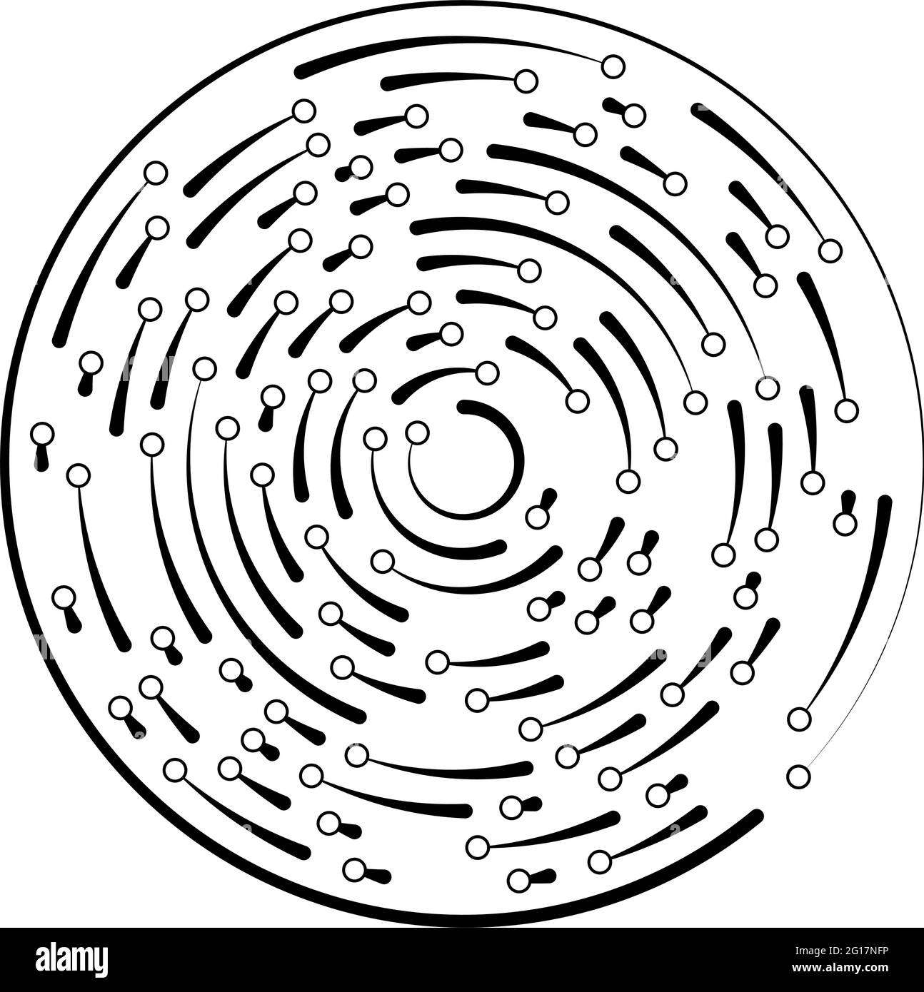 Circular, radial lines with nodes, points – Stock vector illustration ...