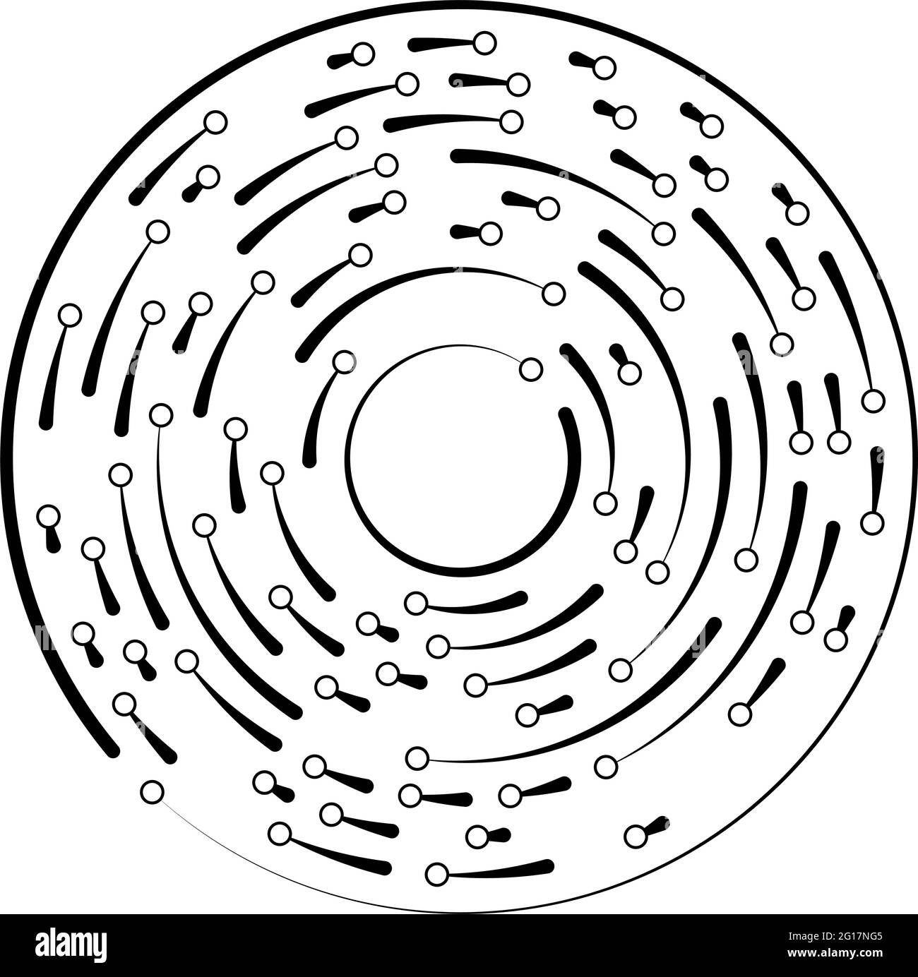 Circular, radial lines with nodes, points – Stock vector illustration ...