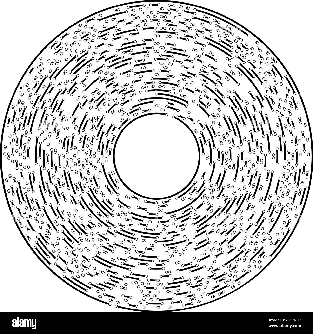 Circular, radial lines with nodes, points – Stock vector illustration ...