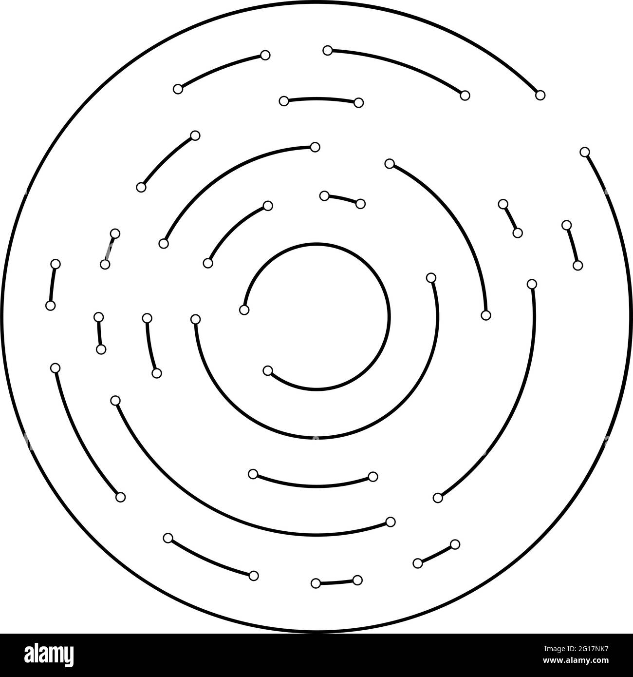 Circular, radial lines with nodes, points – Stock vector illustration ...