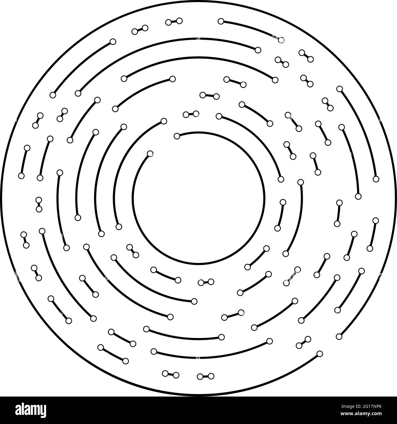 Circular, radial lines with nodes, points – Stock vector illustration ...