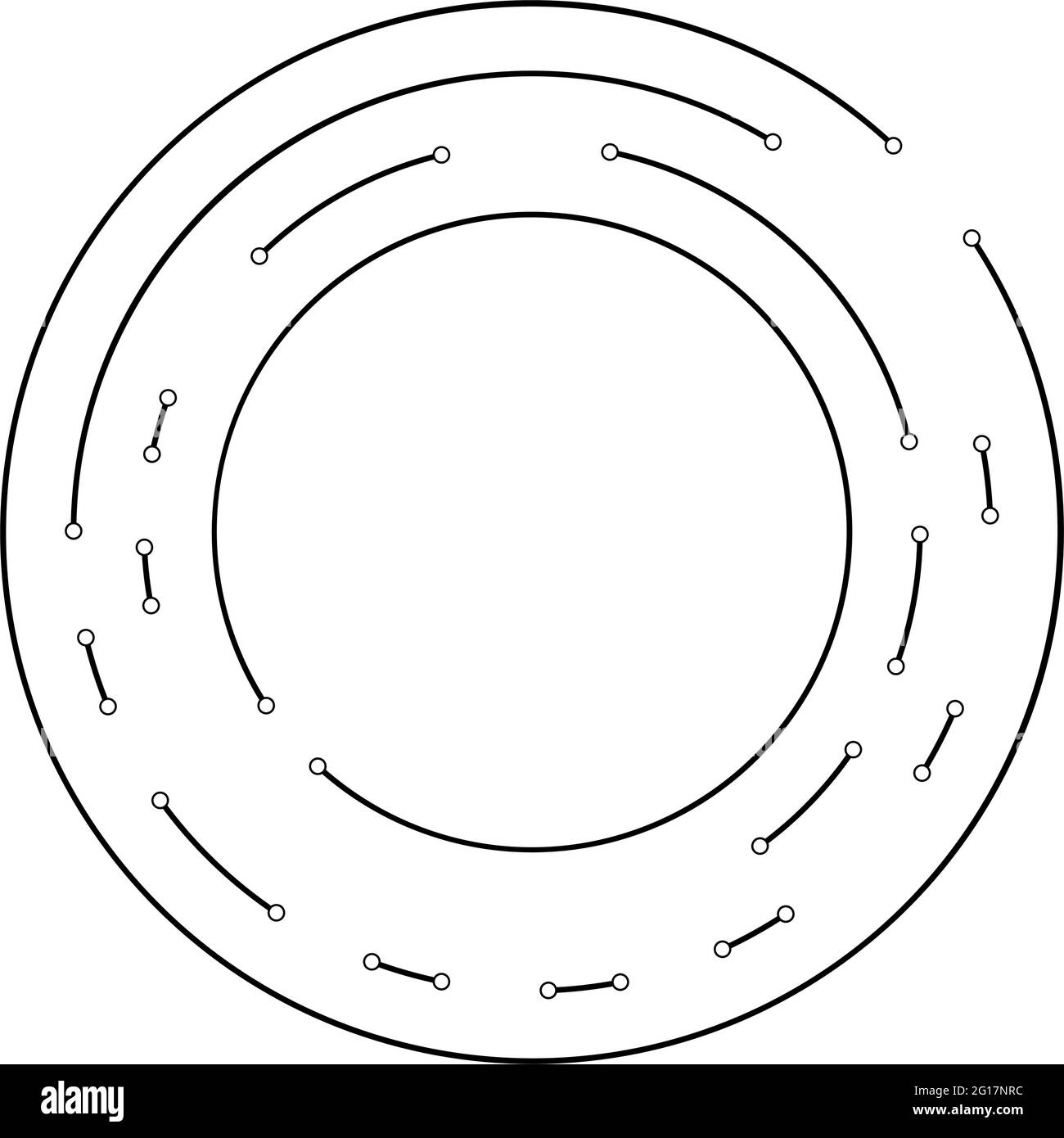 Circular, radial lines with nodes, points – Stock vector illustration ...