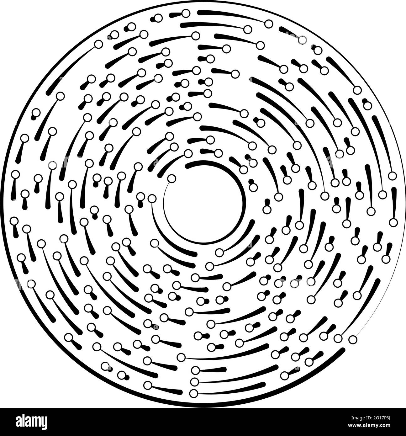 Circular, radial lines with nodes, points – Stock vector illustration ...