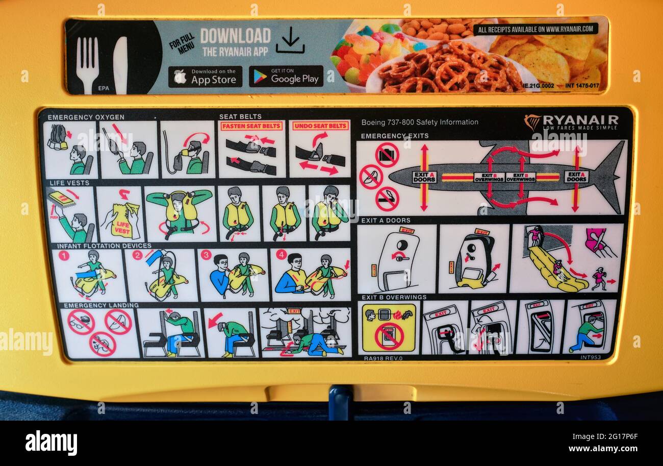 Aircraft safety card hi-res stock photography and images - Alamy