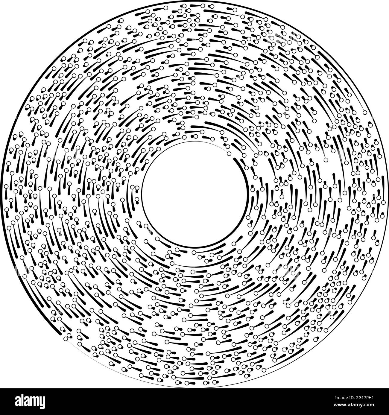 Circular, radial lines with nodes, points – Stock vector illustration ...