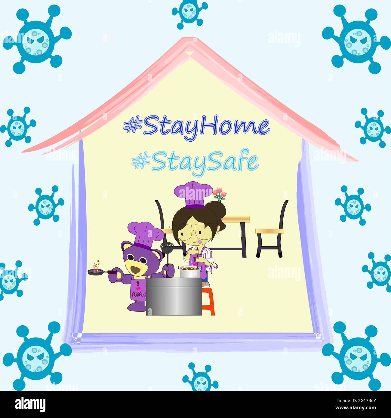 Stay home,Stay safe with Mr.purple bear and his friend is cooking Stock ...