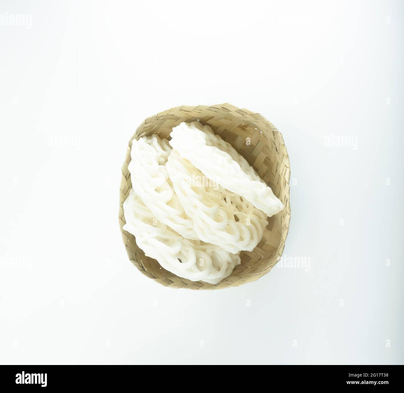 Krupuk or Kerupuk, traditional Indonesian crackers, placed in a bamboo ...