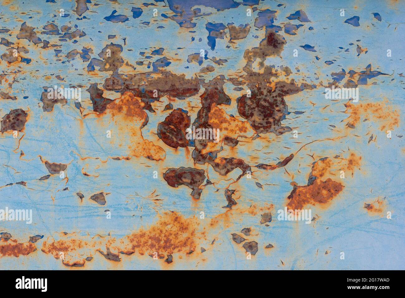 Rust.Old blue painted wall with rust spots.Textured rusty metal ...