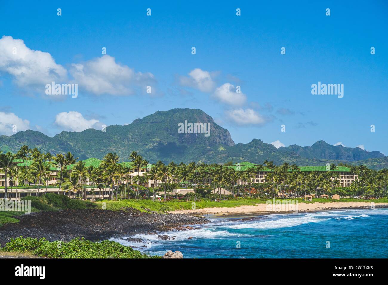 Shipwreck beach as viewed from Poipu point on island of Hawaii Stock ...