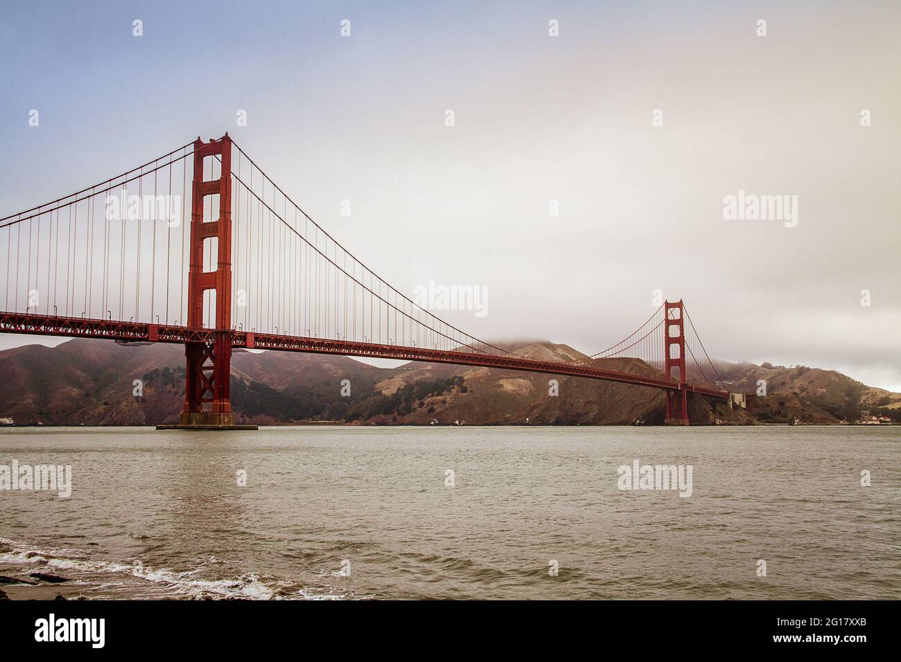 Wide angle image of the Golden Gate Bridge in San Francisco Stock Photo ...