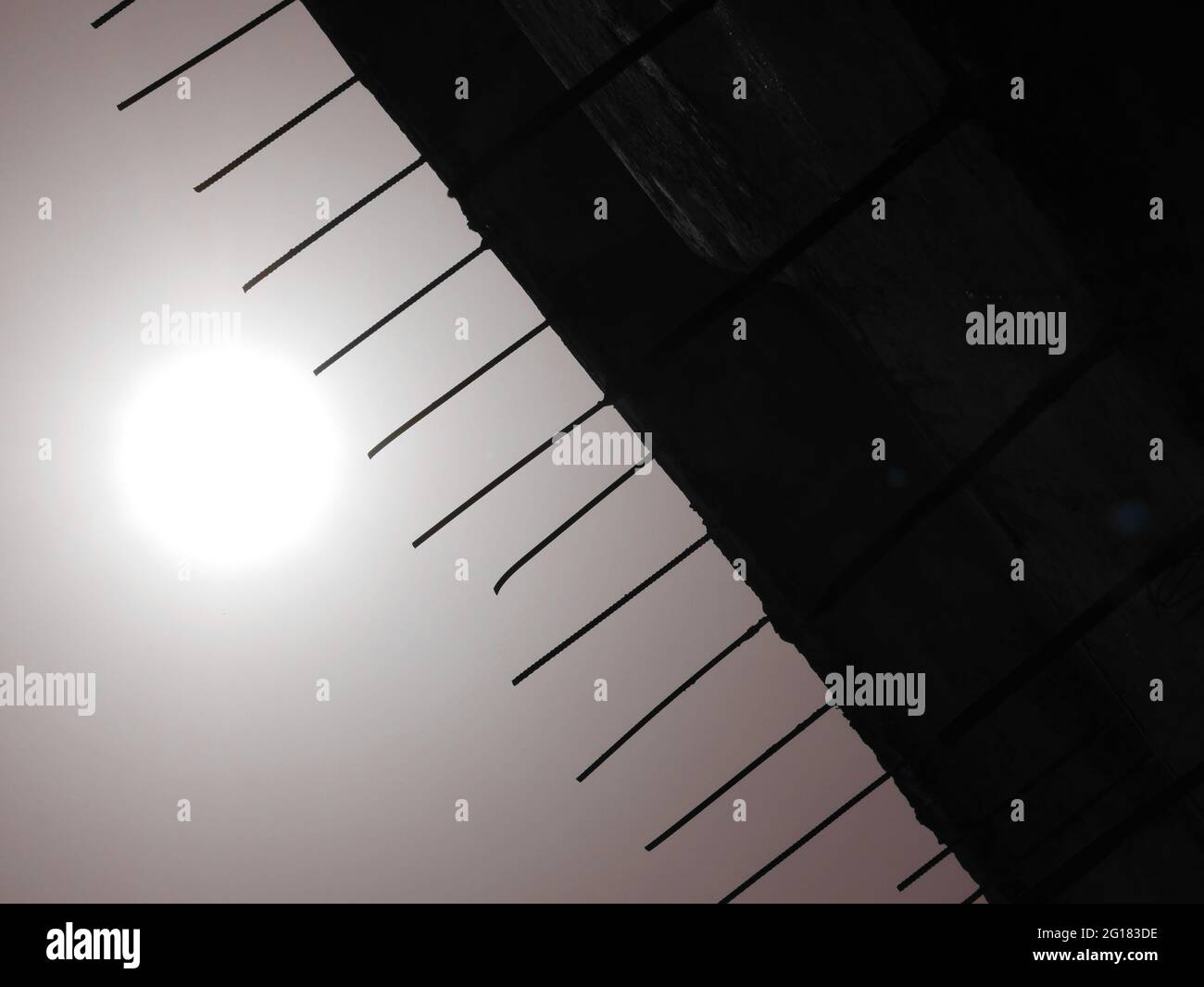 Side sky image behind iron rods roof dark silhouette type shot Stock ...