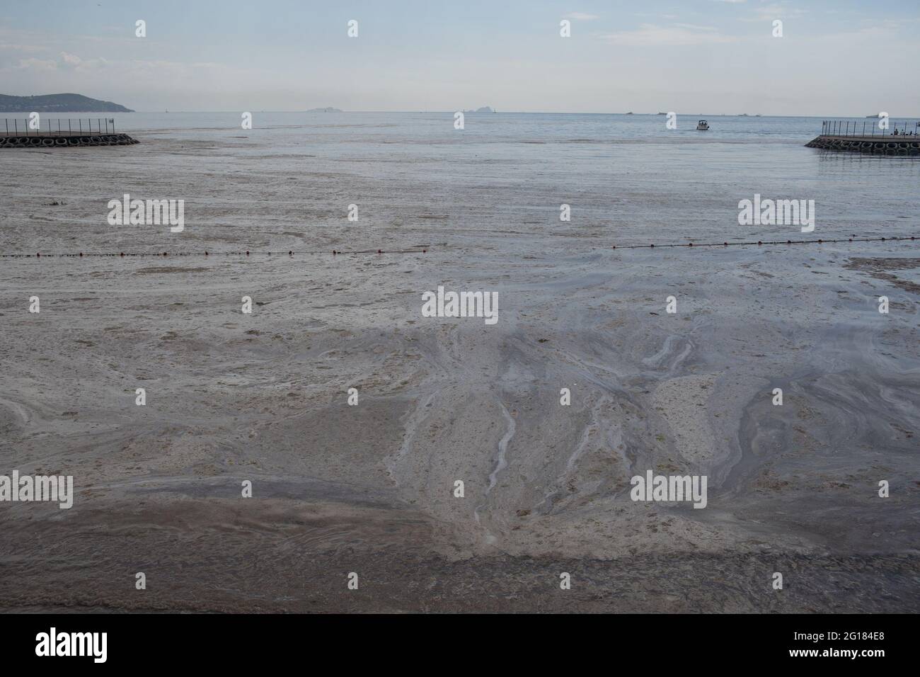Photo taken on June 5, 2021 shows a mucus-like substance known as sea ...
