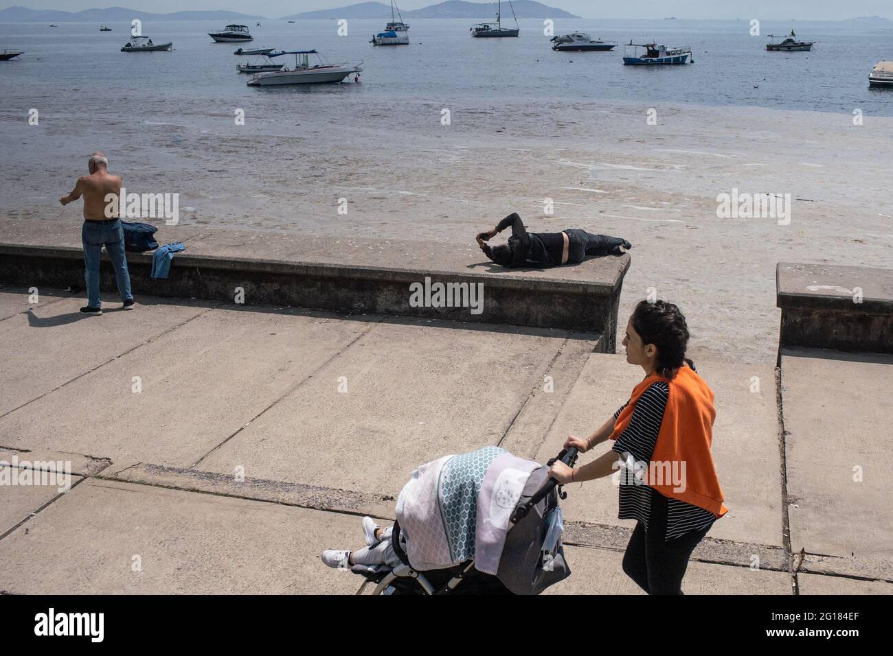 Photo taken on June 5, 2021 shows a mucus-like substance known as sea ...