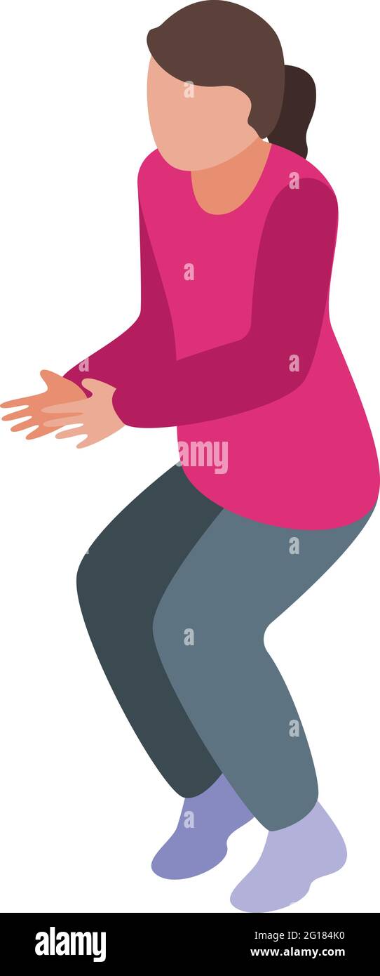 Woman morning exercise icon. Isometric of Woman morning exercise vector ...